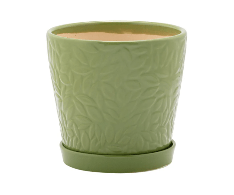 6″ Green Embossed Leaves Planter – Bonnett Wholesale Florist